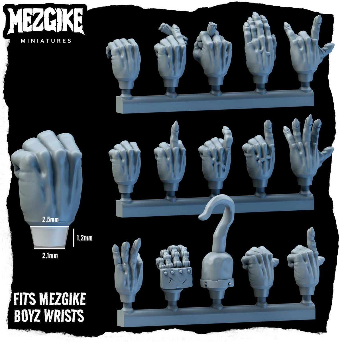 Orc hands for converting miniatures (Digital Download) – Mezgike Miniatures